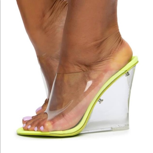 Cape Robbin | Shoes | Lime Perspex Clear Wedges Clear | Poshmark